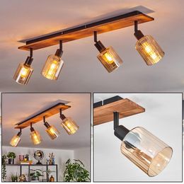 hofstein Aggebu Deckenleuchte Glas 8 cm Naturfarben, Schwarz, 4-flammig