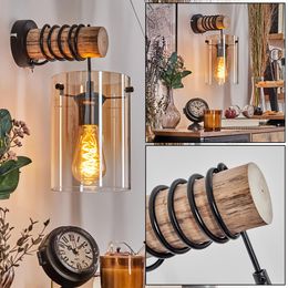 hofstein Parane Wandleuchte Glas 15cm Naturfarben, Schwarz, 1-flammig