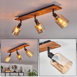 hofstein Aggebu Deckenleuchte Glas 8 cm Naturfarben, Schwarz, 3-flammig