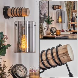 hofstein Parane Wandleuchte Glas 15cm Naturfarben, Schwarz, 1-flammig
