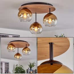 hofstein Koyoto Deckenleuchte Glas 15 cm Naturfarben, Schwarz, 3-flammig