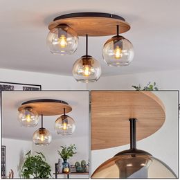 hofstein Koyoto Deckenleuchte Glas 15 cm Naturfarben, Schwarz, 3-flammig