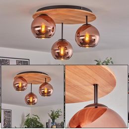 hofstein Koyoto Deckenleuchte Glas 15 cm Naturfarben, Schwarz, 3-flammig