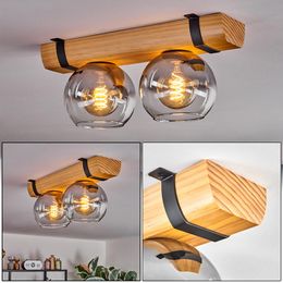 hofstein Koyoto Deckenleuchte Glas 15 cm Naturfarben, Schwarz, 2-flammig