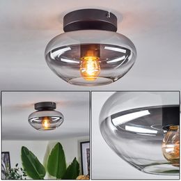 hofstein Mertola Deckenleuchte Glas 20 cm Chrom, Rauchfarben, 1-flammig