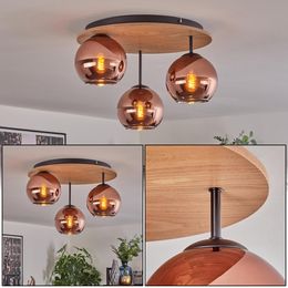 hofstein Koyoto Deckenleuchte Glas 15 cm Naturfarben, Schwarz, 3-flammig