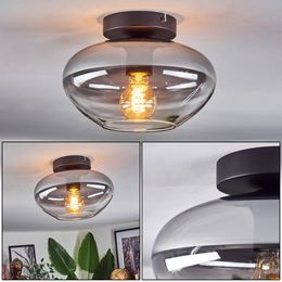 hofstein Mertola Deckenleuchte Glas 25 cm Chrom, Rauchfarben, 1-flammig