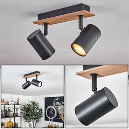 hofstein Guardais Deckenleuchte Braun, Holzoptik, Schwarz, 2-flammig