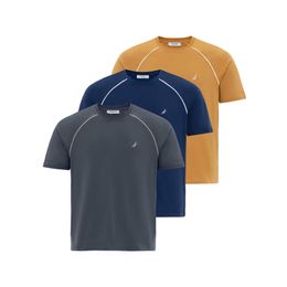 Moxx Paris 3 Pack T-Shirt Herren Gr&ouml;&szlig;e M camel / navy / anthrazit / wei&szlig;
