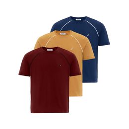 Moxx Paris 3 Pack T-Shirt Herren Gr&ouml;&szlig;e S camel / blau / bordeaux / wei&szlig;