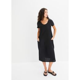 bonprix Kleid aus leichtem Leinen-Mix, schwarz, Leinen