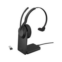 Jabra Evolve2 55, mit Ladestation, Headset schwarz, Mono, Microsoft Teams, USB-A, Link380a