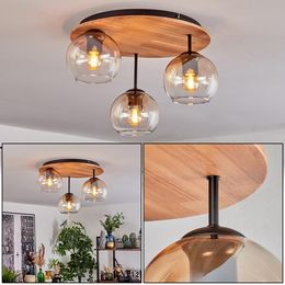 hofstein Koyoto Deckenleuchte Glas 15 cm Naturfarben, Schwarz, 3-flammig