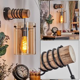 hofstein Parane Wandleuchte Glas 15cm Naturfarben, Schwarz, 1-flammig