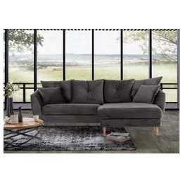 Ecksofa GUTMANN FACTORY Sofas Gr. B/H/T: 210cm x 70cm x 156cm, Samtoptik, grau (anthrazit)