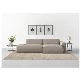 Ecksofa Trendmanufaktur "Braga, mit hochwertigem Kaltschaum, L-Form, in Cord erhältlich" Sofas Gr. B/H/T: 275cm x 72cm x 160cm, Struktur weich LENNON, Recamiere rechts, grau (taupe grey) modernes Sofa, Couch mit hohem Sitzkomfort, 27572160 cm (BHT)