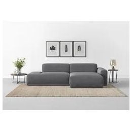 Ecksofa Trendmanufaktur "Braga, mit hochwertigem Kaltschaum, L-Form, in Cord erhältlich" Sofas Gr. B/H/T: 275cm x 72cm x 160cm, Struktur fein JOIZ, Recamiere rechts, grau (dark grey) modernes Sofa, Couch mit hohem Sitzkomfort, 27572160 cm (BHT)