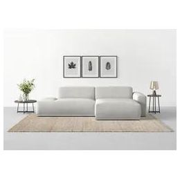 Ecksofa Trendmanufaktur "Braga, mit hochwertigem Kaltschaum, L-Form, in Cord erhältlich" Sofas Gr. B/H/T: 275cm x 72cm x 160cm, Struktur weich LENNON, Recamiere rechts, silberfarben (silver lining) modernes Sofa, Couch mit hohem Sitzkomfort, 27572160 cm (BHT)