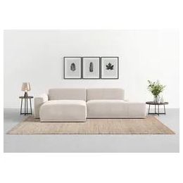 Ecksofa Trendmanufaktur "Braga, mit hochwertigem Kaltschaum, L-Form, in Cord erhältlich" Sofas Gr. B/H/T: 275cm x 72cm x 160cm, Breitcord RIBBON, Recamiere links, beige (sand) modernes Sofa, Couch mit hohem Sitzkomfort, 27572160 cm (BHT)