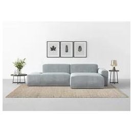 Ecksofa Trendmanufaktur "Braga, mit hochwertigem Kaltschaum, L-Form, in Cord erhältlich" Sofas Gr. B/H/T: 275cm x 72cm x 160cm, Breitcord RIBBON, Recamiere rechts, grau modernes Sofa, Couch mit hohem Sitzkomfort, 27572160 cm (BHT)