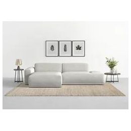 Ecksofa Trendmanufaktur "Braga, mit hochwertigem Kaltschaum, L-Form, in Cord erhältlich" Sofas Gr. B/H/T: 275cm x 72cm x 160cm, Struktur weich LENNON, Recamiere links, silberfarben (silver lining) modernes Sofa, Couch mit hohem Sitzkomfort, 27572160 cm (BHT)