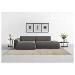 Ecksofa Trendmanufaktur "Braga, mit hochwertigem Kaltschaum, L-Form, in Cord erhältlich" Sofas Gr. B/H/T: 275cm x 72cm x 160cm, Struktur weich LENNON, Recamiere links, grau (beluga) modernes Sofa, Couch mit hohem Sitzkomfort, 27572160 cm (BHT)