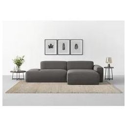 Ecksofa Trendmanufaktur "Braga, mit hochwertigem Kaltschaum, L-Form, in Cord erhältlich" Sofas Gr. B/H/T: 275cm x 72cm x 160cm, Struktur weich LENNON, Recamiere rechts, grau (beluga) modernes Sofa, Couch mit hohem Sitzkomfort, 27572160 cm (BHT)