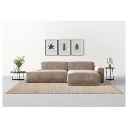 Ecksofa Trendmanufaktur "Braga, mit hochwertigem Kaltschaum, L-Form, in Cord erhältlich" Sofas Gr. B/H/T: 275cm x 72cm x 160cm, Breitcord RIBBON, Recamiere rechts, beige modernes Sofa, Couch mit hohem Sitzkomfort, 27572160 cm (BHT)