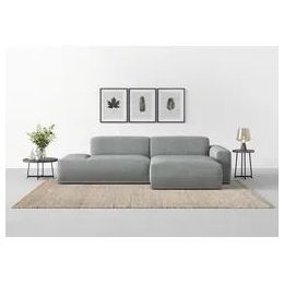 Ecksofa Trendmanufaktur "Braga, mit hochwertigem Kaltschaum, L-Form, in Cord erhältlich" Sofas Gr. B/H/T: 275cm x 72cm x 160cm, Struktur weich LENNON, Recamiere rechts, grau (grey pinstripe) modernes Sofa, Couch mit hohem Sitzkomfort, 27572160 cm (BHT)