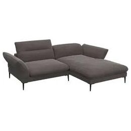 Ecksofa FLEXLUX "Salino, Funktionssofa mit Recamiere, Relaxsofa, Ecksofa" Sofas Gr. B/H/T: 245cm x 88cm x 182cm, Struktur, Chaiselongue rechts, braun (taupe brown) Sofa mit Arm- und Kopfteil-Verstellungen, Kaltschaum & Stahl-Wellen