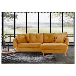 Ecksofa GUTMANN FACTORY Sofas Gr. B/H/T: 210cm x 70cm x 156cm, Samtoptik, gelb