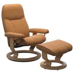 Relaxsessel stressless "Consul" Sessel Gr. Material Bezug, Material Gestell, Ausführung / Funktion, Maße B/H/T, braun (new caramel) mit Hocker, Classic Base, Größe L, Gestell Eiche