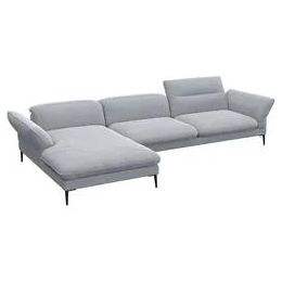 Ecksofa FLEXLUX "Salino, Funktionssofa mit Recamiere, Relaxsofa, Ecksofa" Sofas Gr. B/H/T: 340cm x 88cm x 182cm, Struktur, Chaiselongue links, grau (stone grey) Sofa mit Arm- und Kopfteil-Verstellungen, Kaltschaum & Stahl-Wellen