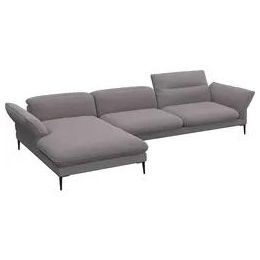 Ecksofa FLEXLUX "Salino, Funktionssofa mit Recamiere, Relaxsofa, Ecksofa" Sofas Gr. B/H/T: 340cm x 88cm x 182cm, Chenille-Struktur, Chaiselongue links, braun (latte) Sofa mit Arm- und Kopfteil-Verstellungen, Kaltschaum & Stahl-Wellen