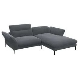 Ecksofa FLEXLUX "Salino, Funktionssofa mit Recamiere, Relaxsofa, Ecksofa" Sofas Gr. B/H/T: 245cm x 88cm x 182cm, Struktur, Chaiselongue rechts, grau (thunder grey) Sofa mit Arm- und Kopfteil-Verstellungen, Kaltschaum & Stahl-Wellen