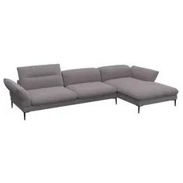 Ecksofa FLEXLUX "Salino, Funktionssofa mit Recamiere, Relaxsofa, Ecksofa" Sofas Gr. B/H/T: 340cm x 88cm x 182cm, Chenille-Struktur, Recamiere rechts, braun (latte) Sofa mit Arm- und Kopfteil-Verstellungen, Kaltschaum & Stahl-Wellen