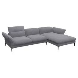 Ecksofa FLEXLUX "Salino, Funktionssofa mit Recamiere, Relaxsofa, Ecksofa" Sofas Gr. B/H/T: 307cm x 88cm x 182cm, Chenille-Struktur, Chaiselongue rechts, grau (steel) Sofa mit Arm- und Kopfteil-Verstellungen, Kaltschaum & Stahl-Wellen