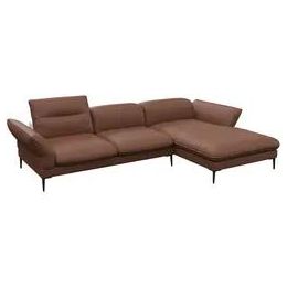 Ecksofa FLEXLUX "Salino, Funktionssofa mit Recamiere, Relaxsofa, Ecksofa" Sofas Gr. B/H/T: 307cm x 88cm x 182cm, Echtleder, Chaiselongue rechts, braun (old chestnut brown) Sofa mit Arm- und Kopfteil-Verstellungen, Kaltschaum & Stahl-Wellen