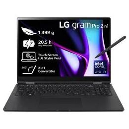 LG Convertible Notebook "Gram Pro 2in1 16" Laptop, OLED-Touchscreen, 16GB RAM, Windows 11 Home" Notebooks Gr. 16 GB RAM 1000 GB SSD, Core Ultra 7, Windows 11 Home, schwarz