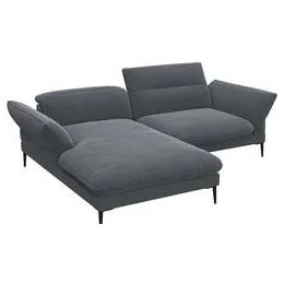 Ecksofa FLEXLUX "Salino, Funktionssofa mit Recamiere, Relaxsofa, Ecksofa" Sofas Gr. B/H/T: 245cm x 88cm x 182cm, Struktur, Recamiere links, grau (thunder grey) Sofa mit Arm- und Kopfteil-Verstellungen, Kaltschaum & Stahl-Wellen