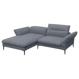 Ecksofa FLEXLUX "Salino, Funktionssofa mit Recamiere, Relaxsofa, Ecksofa" Sofas Gr. B/H/T: 245cm x 88cm x 182cm, Boucle, Recamiere links, blau (navy blau) Sofa mit Arm- und Kopfteil-Verstellungen, Kaltschaum & Stahl-Wellen