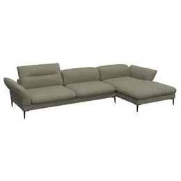 Ecksofa FLEXLUX "Salino, Funktionssofa mit Recamiere, Relaxsofa, Ecksofa" Sofas Gr. B/H/T: 340cm x 88cm x 182cm, Boucle, Recamiere rechts, grün (fall green) Sofa mit Arm- und Kopfteil-Verstellungen, Kaltschaum & Stahl-Wellen