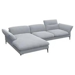 Ecksofa FLEXLUX "Salino, Funktionssofa mit Recamiere, Relaxsofa, Ecksofa" Sofas Gr. B/H/T: 307cm x 88cm x 182cm, Struktur, Chaiselongue links, grau (stone grey) Sofa mit Arm- und Kopfteil-Verstellungen, Kaltschaum & Stahl-Wellen