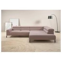 Ecksofa Places of Style "Antonelli, L-Form, incl. Kopfteilverstellung, Breite 312 cm" Sofas Gr. B/H/T: 312cm x 71cm x 219cm, Cord, Recamiere rechts, elektrisch verstellbar, rosa (rosé) wahlweise elektrische Sitztiefenverstellung