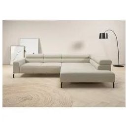 Ecksofa Places of Style "Antonelli, L-Form, incl. Kopfteilverstellung, Breite 312 cm" Sofas Gr. B/H/T: 312cm x 71cm x 219cm, Cord, Recamiere rechts, manuell verstellbar, beige (natur) wahlweise elektrische Sitztiefenverstellung