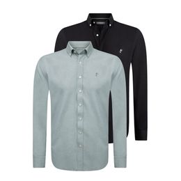 Jacey Quinn Button Up Shirt 'Oxford' male size XXXL Mint / Black / White