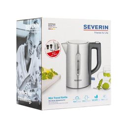 Severin Wasserkocher Mini travel kettle - WK 3647 - Gebürstetes Rostfreies Stahl/Schwarz - 1100 W