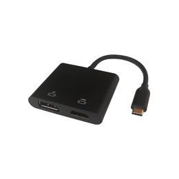 Deltaco USB-C MST HUB 2x 4K/60Hz HDMI + DP black 0.1m USB-Hubs - 3 - Schwarz