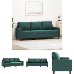 The Living Store - 3-Sitzer-Sofa Dunkelgrün 180 cm Samt - Sofas - Grün