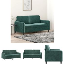 The Living Store - 2-Sitzer-Sofa Dunkelgrün 140 cm Samt - Sofas - Grün